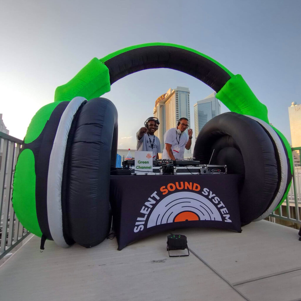 Giant Inflatable Headphones for DJ Booths and More – Silent Sound System
